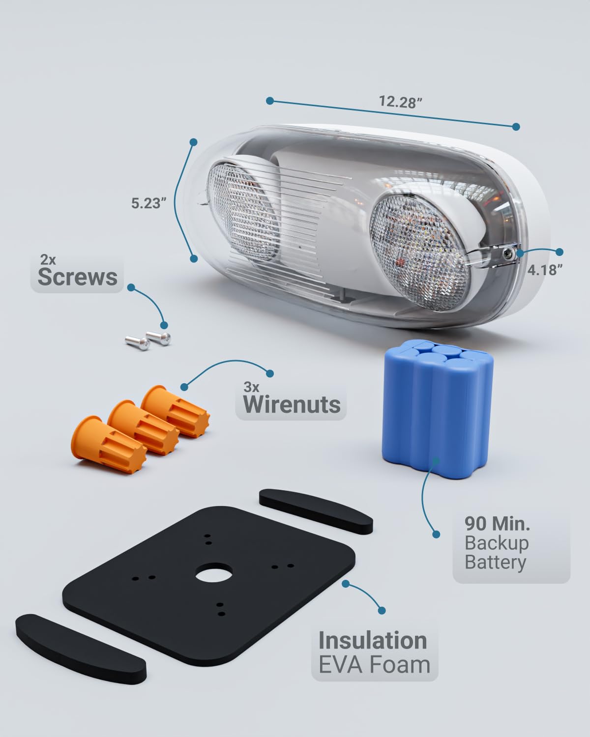 Sunco LED Outdoor Emergency Light, 2-Head Adjustable Wet Rated Exit Lights with Battery Backup, Egress Light, Fire Resistant, 2.4W, 400 LM, 6500K CCT, AC120-277V, UL 2 Pack