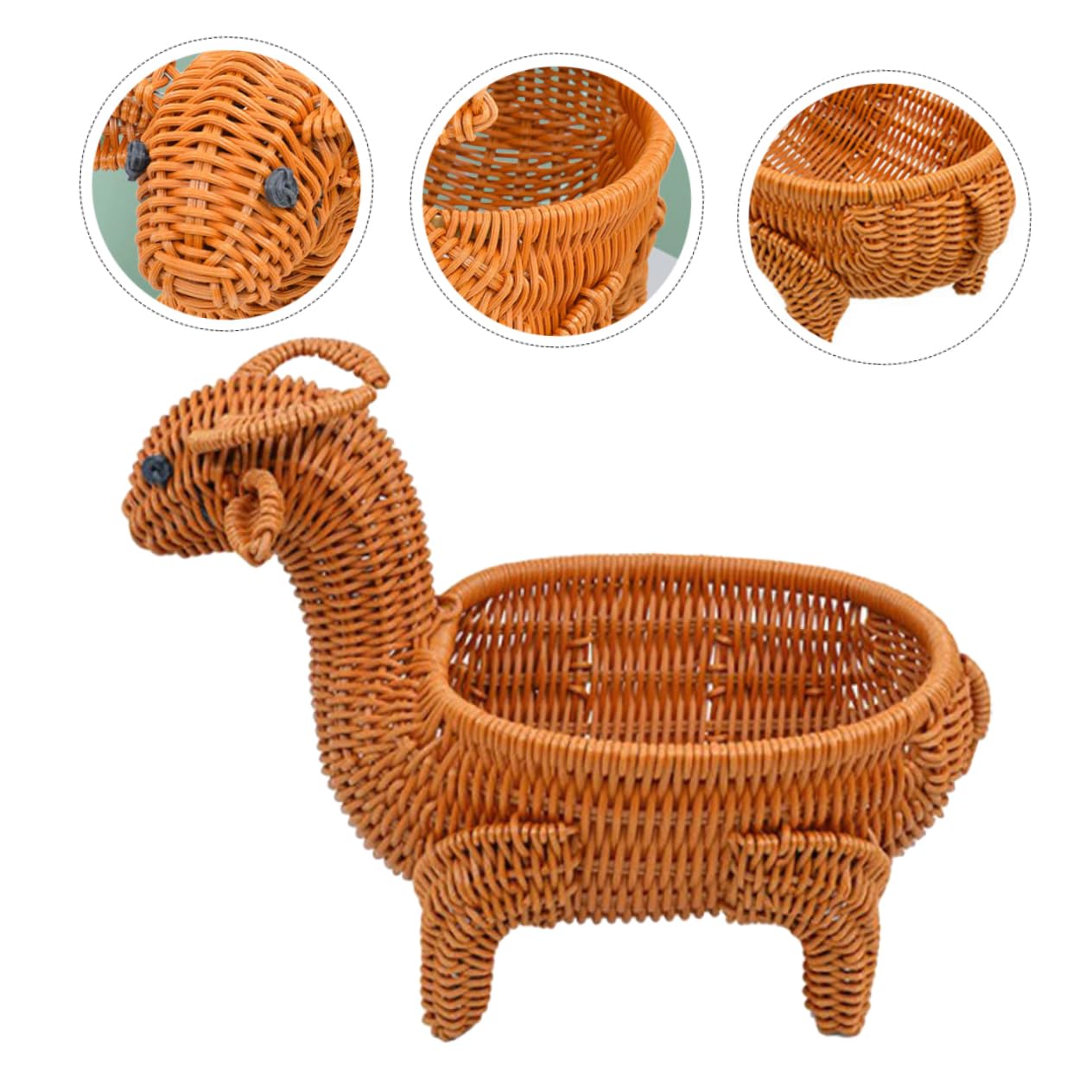 Ciieeo Daily Storage Basket Decorative Baskets Sundries Basket Wicker Storage Basket Snack Storage Serving Tray Bread Serving Basket Animal Shaped Rattan Basket Manual Snack Bowl Pp