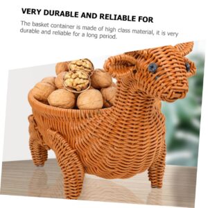 Ciieeo Daily Storage Basket Decorative Baskets Sundries Basket Wicker Storage Basket Snack Storage Serving Tray Bread Serving Basket Animal Shaped Rattan Basket Manual Snack Bowl Pp