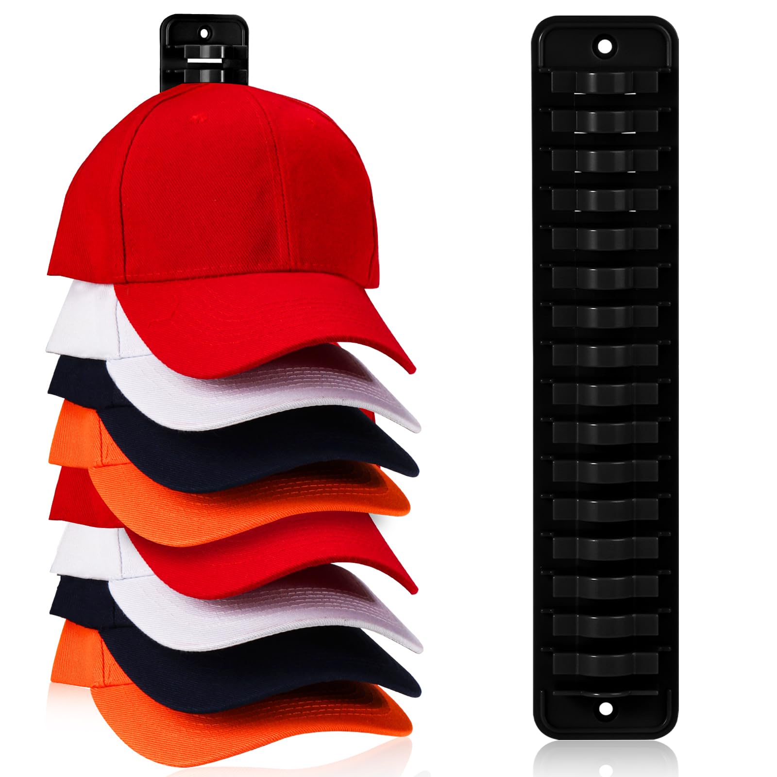 MAGTSMEI Hat Organizer for Baseball Caps, 1 Pack Hat Rack Adhesive Hat Hooks for Wall Hold Up to 16 hats, Hat Storage Display Hat Hanger Holder for Door Closet, Patent Pending