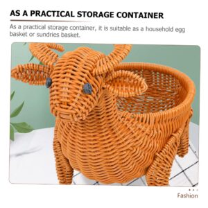 Ciieeo Daily Storage Basket Decorative Baskets Sundries Basket Wicker Storage Basket Snack Storage Serving Tray Bread Serving Basket Animal Shaped Rattan Basket Manual Snack Bowl Pp