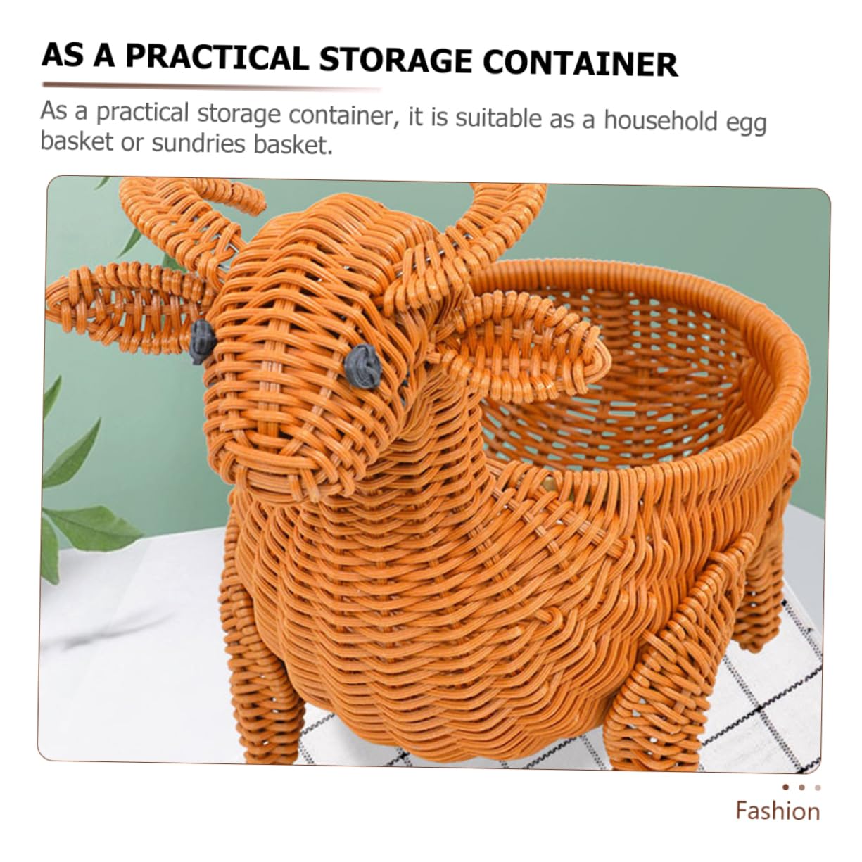 Ciieeo Daily Storage Basket Decorative Baskets Sundries Basket Wicker Storage Basket Snack Storage Serving Tray Bread Serving Basket Animal Shaped Rattan Basket Manual Snack Bowl Pp