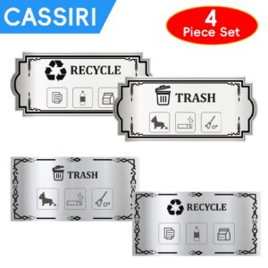 Recycle Stickers for Trash Bins - 4-Piece Set, Recycle Sticker Standard Garbage Signs Sticker, Trash and Recycle Stickers Waterproof Strong Adhesive, Recycling Stickers for Trash Can (Round)