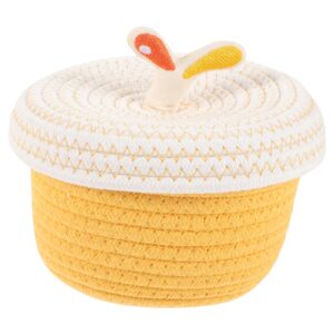 garneck small round storage basket - 6.5 inch ceative knitted storage basket with lid - cute hazelnuts shape decor desk basket for keys, jewelry, snacks