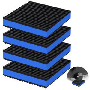 phepetroll 4p anti vibration pads 4'' x 4'' x 7/8" sound isolation ribbed rubber mats with eva center, heavy duty vibration isolation pads for air compressos, conditioner, treadmill, hvac washer dryer