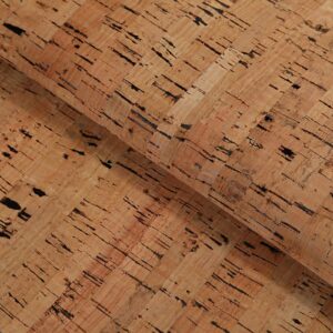 wood-patterned cork fabric sheet sized 23" x 53" (60x135cm), ideal for creating diy projects like wallets, bags, and shoes