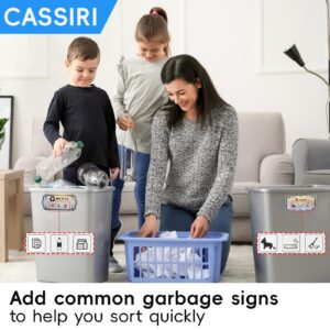 Recycle Stickers for Trash Bins - 4-Piece Set, Recycle Sticker Standard Garbage Signs Sticker, Trash and Recycle Stickers Waterproof Strong Adhesive, Recycling Stickers for Trash Can (Round)