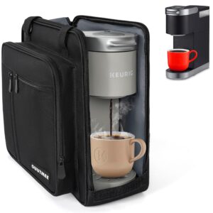 ouutmee coffee maker carrying bag compatible with keurig k-mini or k-mini plus, single serve coffee brewer portable storage bag with extra pockets, storage tote case with multiple pockets for k-cup