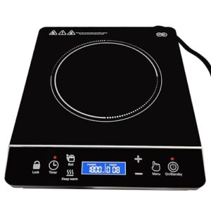 omeo portable induction cooktop hot plate countertop burner 1800 watts induction burner with lcd sensor touch, led display, 10 temperature levels, child safety lock, auto shutoff function