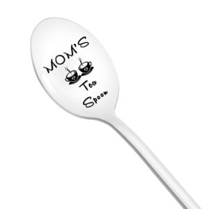 ice tea spoon gifts for mother, 9-inch engraved long coffee spoon funny gifts for mother's day, mother's birthday gifts, christmas stocking stuffers