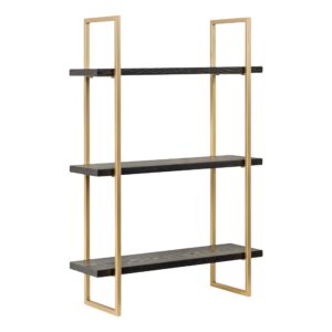 kate and laurel leigh modern 3 tier wall shelf, 20 x 7 x 30, black and gold, decorative contemporary glam multi-tiered shelf wall organizer for storage and display