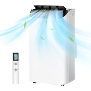 kamlam 12000 btu portable air conditioners for room up to 500 sq.ft, 3-in-1 quiet cooling portable ac unit with fan & dehumidifier function, 24h timer sleep mode, remote control & windows kit included