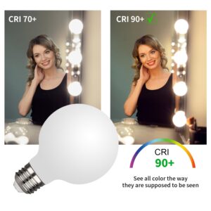 G25 LED Classic Dimmable Light Bulbs,Globular Bulb,Vanity Light Bulb,Warm White 2700k with CRI95,No Flicker,Eye Protection,Suitable for Bedroom,Mirror,Batheroom.40W Equivalent.(6PACK)