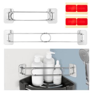 elethor 2pcs rv shower corner storage bar, 7"-13" adjustable rv shelving bars with 180° swivel angle bases and hooks, stainless steel rv shower caddy for securingtoiletries