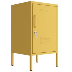 aiasuit 2 tiers night table minimalist style tea table safe lockable coffee table metal locker bedside cabinet children's bedside cabinet yellow size: 27.55”h x 13.78”w x 14.96”d