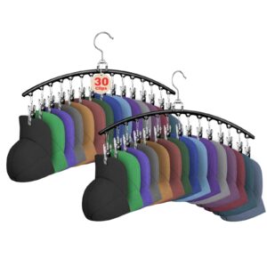 nakbinx hat hanger for closet, 2 pack metal hat organizer for baseball caps, 360° rotation hangers space saving with 30 rubber coated clips, foldable hat rack, organizer&display for legging/pant