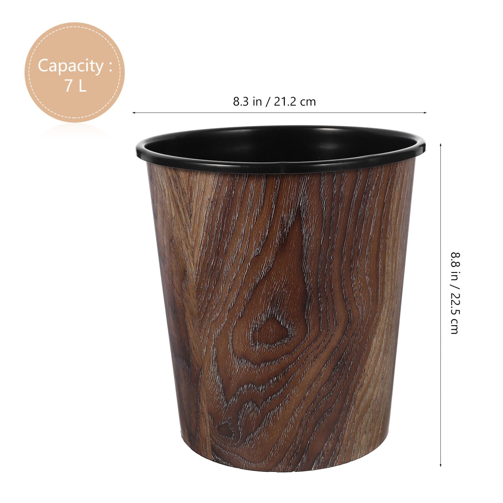 SEWACC Retro Imitation Wood Grain Trash Can Plastic Garbage Can Plastic Garbage Container Household Garbage Can Rustic Waste Container Office Trash Bin Kitchen Trash Bin Waste Basket