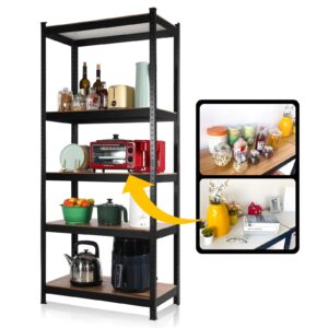 pachira e-commerce 31.5" w x 15.75" d x 71" h dual color garage storage shelves, 5 tier narrow metal shelves 1100lbs heavy duty garage shelving unit adjustable shelf rack