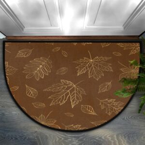 pusetaer fall autumn brown maple half round door mat non-slip soft half circle area rug washable durable decor half moon hearth rugs for floor indoor living room bedroom kitchen fireplace rug