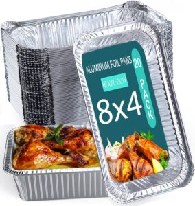 20 pack aluminum foil loaf pans 8x4 inches - heavy duty 22 oz disposable bread baking trays perfect for cooking, meatloaf, cake, lasagna | portable aluminum tins for oven use roasting and food storage