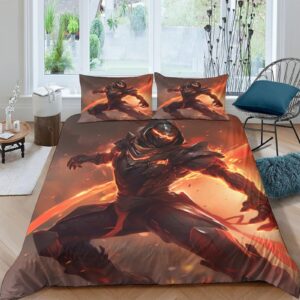 evmila flame ninjas comforter covers quilt cover 3d print dazzle duvet cover for boys girls with pillow cases with zipper closure soft microfiber bedding set 3 pieces twin（173x218cm）