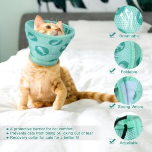 Ledander Soft Cat Cones After Surgery Tall, Cat Recovery Collars & Cones, Cat Neck Cone Alternative Elizabethan Collar for Cats After Surgery Anti-Bite Lick Wound Healing（Green，S）