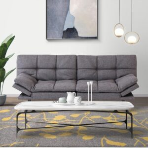 MUUEGM Futon Sofa Bed Convertible Futon Couch Bed Memory Foam Modern Futon Sofa Couch Leather Love Seat Sofa Sleeper Couch for Living Room,Office,Small Space,Adjustable Armrest&Backrest Sofabed