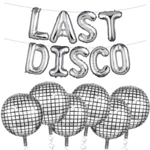 dslsqd 15 pieces last disco balloons, silver last disco balloons 16 inch disco letters and 22 inch disco ball balloons last disco bachelorette party decorations bridal shower party supplies