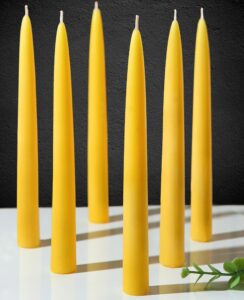 6 packs natural beeswax taper candles- 10 inch beeswax candles, smokeless and dripless beeswax candles- 10 hour burn time beeswax candlesticks- for christmas home decor air purification spa relaxation