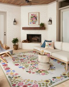 loloi rifle paper co. x perennial cream 6'-7" x 9'-4" area rug