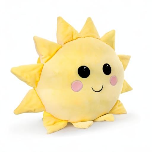 KINREX Yellow Sun Plush – Cheerful Cuddly Sun Stuffed Toy and Pillow for Kids, Bright Soft Sun Plushie, Perfect for Nursery and Playroom Decor, Measures 22 Inches