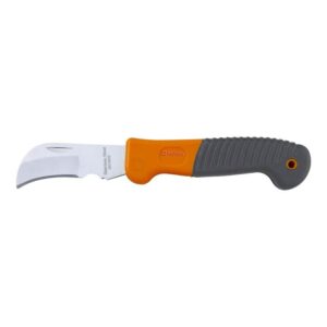 edward tools electrician curved blade knife - lockback folding design utility knife - stainless steel knife for cable stripping, cutting insulation, cable ties, tape, pulls cuts, splicing - ergo grip