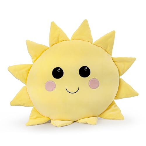 KINREX Yellow Sun Plush – Cheerful Cuddly Sun Stuffed Toy and Pillow for Kids, Bright Soft Sun Plushie, Perfect for Nursery and Playroom Decor, Measures 22 Inches