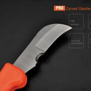 Edward Tools Electrician Curved Blade Knife - Lockback Folding Design Utility Knife - Stainless Steel Knife For Cable Stripping, Cutting Insulation, Cable Ties, Tape, Pulls Cuts, Splicing - Ergo Grip