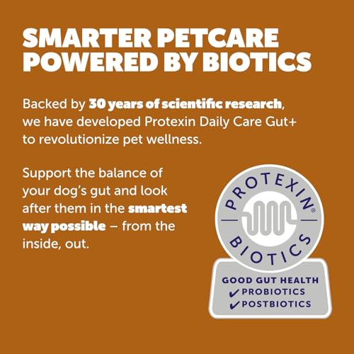 Protexin Daily Care Gut+ Wellness, 60 probiotic and postbiotic Dog Supplement Chews – Duck and Carrot Flavored