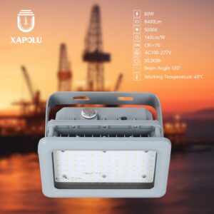 Xapolu LED Explosion Proof Light 60W 8400LM(240W HPS Eqv.), Class I Division II Hazardous Locations Luminaires Industry Lighting 100-277V IP66 Waterproof, UL844 Certified XA2 Series