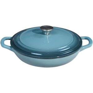 flavehc braiser enameled cast iron braiser 2.25 qt braiser pan with lid slateblue shallow cast iron casserole braiser pan with handels