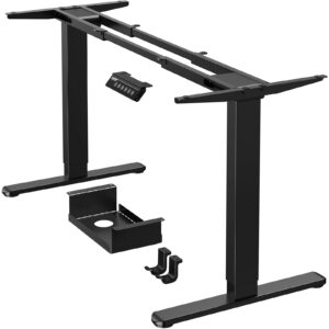 ergear standing desk frame [dual motor] electric adjustable legs compatible desktop size 44″-90″, 264 lbs weight capacity, 4 memory height settings stand up desks frame workstation, black frame only