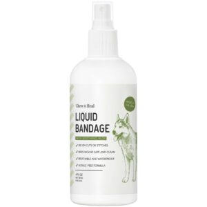 pet liquid bandage for dogs - 4 oz spray with aloe - wounds care for dogs including cuts, scrapes, and stitches - breathable and waterproof