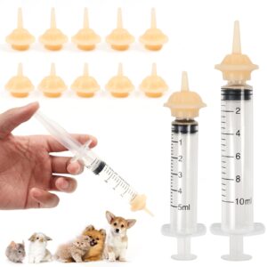 cztnnzk silicone material kitten nipples for nursing, reusable kitten syringe for feeding,silicone pacifier suitable for kittens, puppies and wild animals. (small)