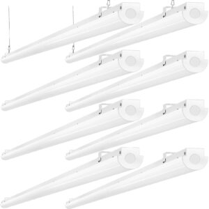 antlux 8ft led shop lights 110w [6-lamp t8 fluorescent equiv.], 12000lm, 6000k, compact commercial grade 8 foot led strip lights for warehouse garage, suspended and flush mount ceiling light, 8 pack