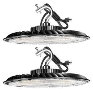 lightdot 350w led high bay light 52500lm (eqv.1400w mh/hps) led high bay shop light 5000k led ufo high bay for 30-55ft height- 2pack (coverage:66~120ft at height:30~55ft)