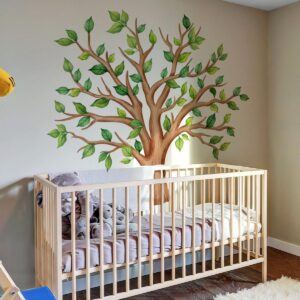 runtoo large tree wall decals green plants jungle wall stickers for kids room classroom nursery bedroom home decor