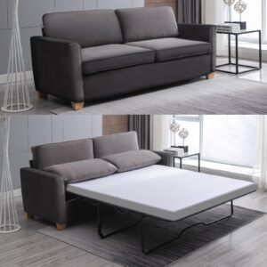 puremind sleeper sofa couch with pullout bed, velvet full size pull out sofa bed with folding foam mattress, 2-in-1 pull out couch bed sleeper loveseat pull out bed for living room, small spaces