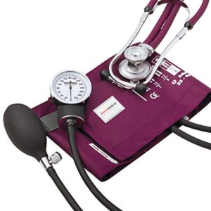 mckesson premium aneroid sphygmomanometer and stethoscope combo kit - blood pressure gauge/cuff, sprague rappaport stethoscope, magenta - size 11, 23-40 cm, 22 in tube, 1 count