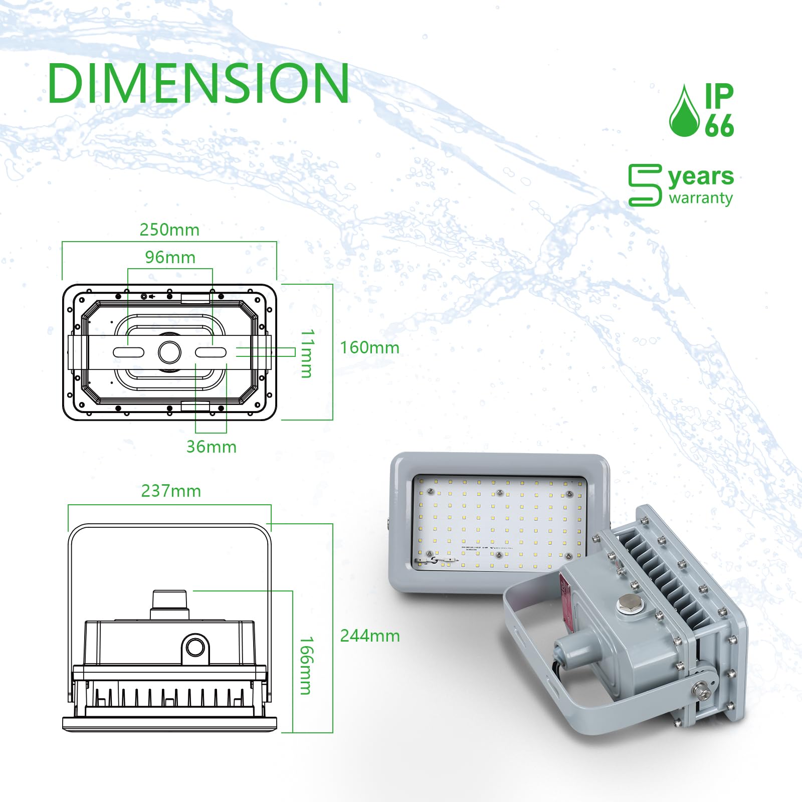 Xapolu LED Explosion Proof Light 60W 8400LM(240W HPS Eqv.), Class I Division II Hazardous Locations Luminaires Industry Lighting 100-277V IP66 Waterproof, UL844 Certified XA2 Series