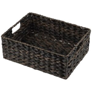 wicker storage basket, plastic large wicker basket with handles, waterproof woven basket for storage, wicker baskets for organizing, pantry baskets-1 pack