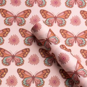 wrapaholic wrapping paper - mini roll - 17 inch x 16.5 feet - boho butterfly design with faint fragrance for birthday, wedding, drawer liners, home closet shelves, gift wrap