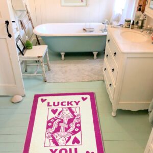 RoomTalks Cute Pink Small Bedroom Rugs Aesthetic Modern Y2K Preppy Dorm College Rug, Ultra Thin Indoor Doormat, 2x3 Small Area Rugs Non Slip Washable, Retro Funky Throw Rugs for Bathroom Living Room