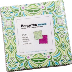 Amanda Murphy Vibrancy 5X5 Pack 42 5-inch Squares Charm Pack Benartex, Assorted, VIBR5PK